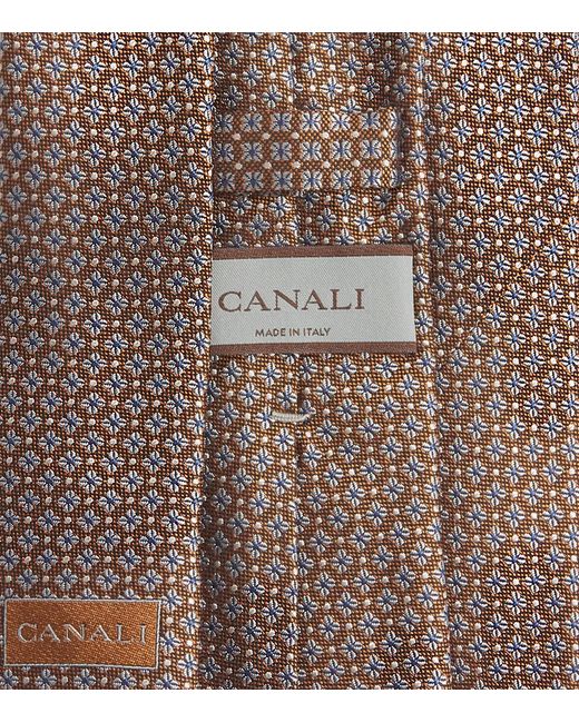 Canali Silk Jacquard Tie in Brown for Men | Lyst UK