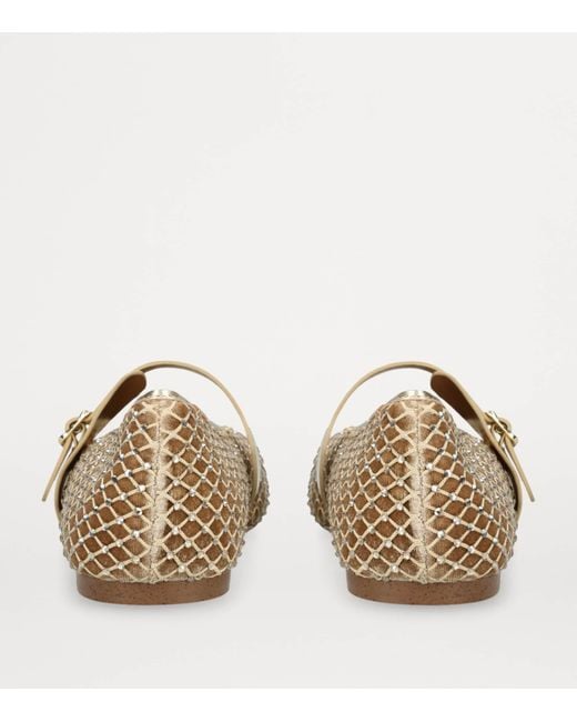 Steve Madden Crystal-Embellished Mesh Rejoice-R Flats in Natural | Lyst
