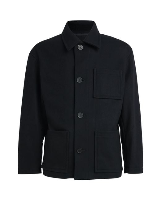 Sandro Wool-Blend Work Jacket in Blue for Men | Lyst