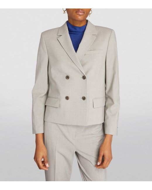 Theory Double-Breasted Square Blazer in Natural | Lyst