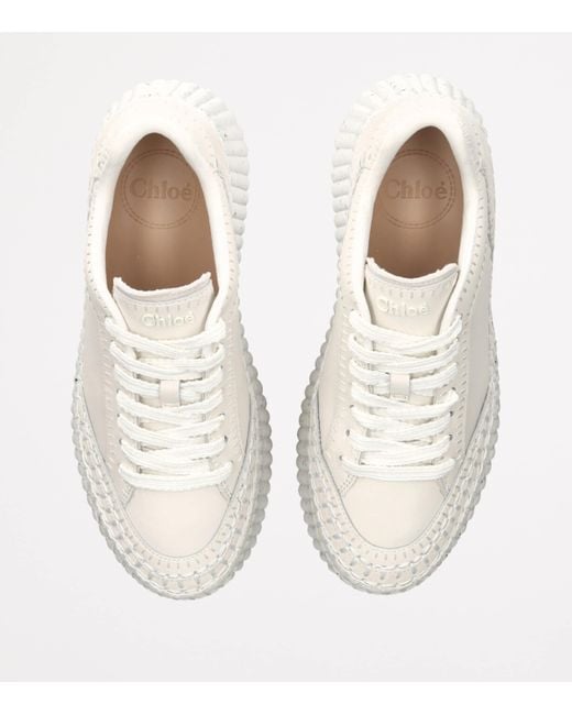 Chloé Leather Nama Runner Platform Sneakers in White | Lyst
