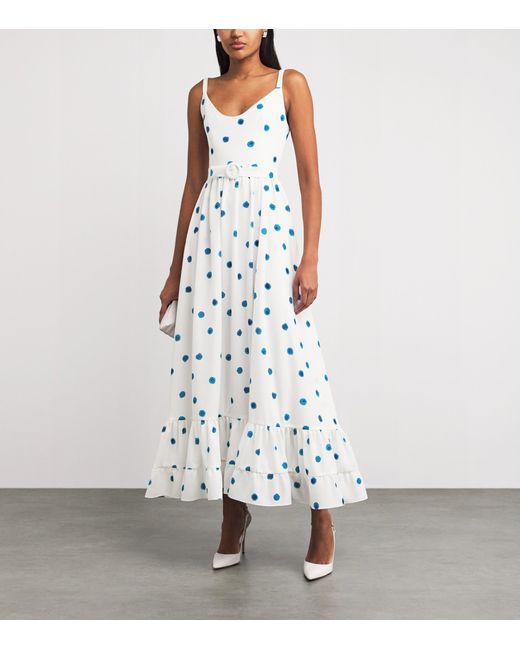 Edeline Lee Georgette Olivier Midi Dress in White | Lyst UK