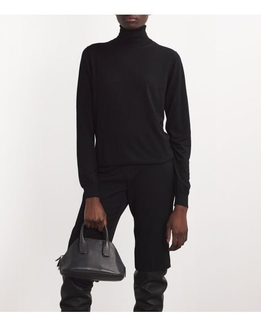 The Row Mini Devon Leather Cross-Body Bag in Black | Lyst