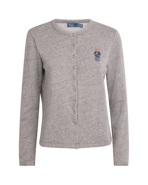 Polo Ralph Lauren French Terry Polo Bear Cardigan in Grey | Lyst UK