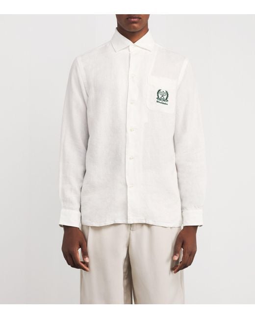 Polo Ralph Lauren X Wimbledon Linen Logo Crest Shirt in White for Men | Lyst