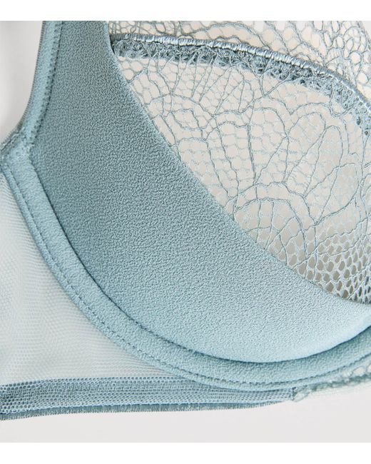 Calvin Klein Satin-Lace Plunge Bra in Blue | Lyst UK