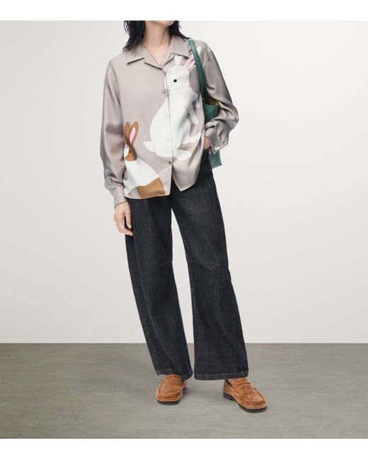 Loewe X Suna Fujita Silk Rabbit Shirt in Gray | Lyst