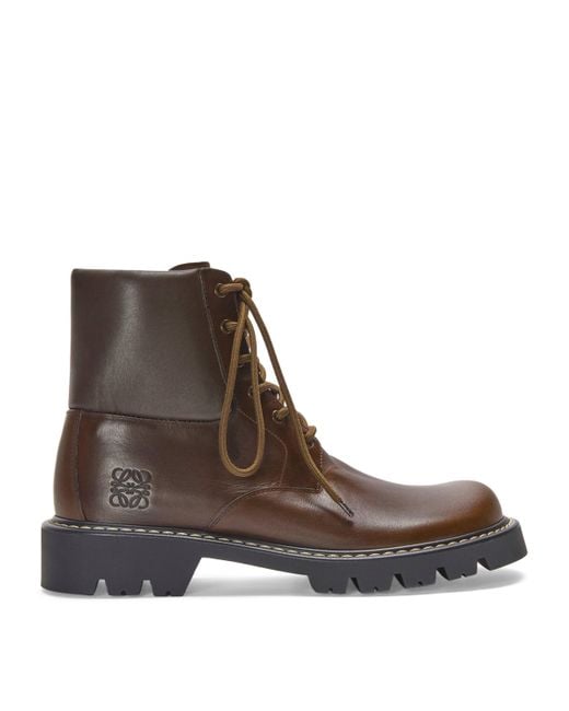 Loewe Leather Sierra Lace-Up Boots in Brown for Men | Lyst