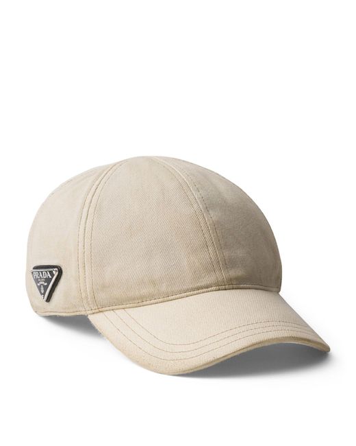 Prada Denim Baseball Cap in Natural for Men | Lyst UK