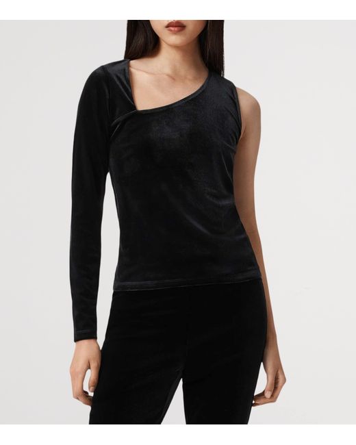 AllSaints Velvet Ari Top in Black | Lyst UK