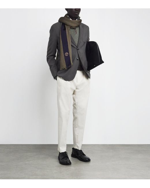 Giorgio Armani Logo Fringe Stole in Grey for Men | Lyst UK