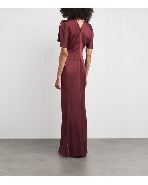 Victoria Beckham Satin Gathered Maxi Dress | Lyst UK