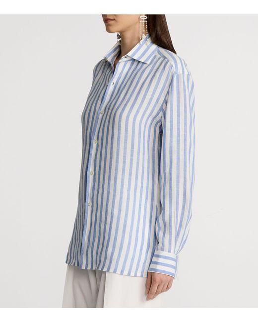 Ralph Lauren Linen Capri Shirt in Blue | Lyst