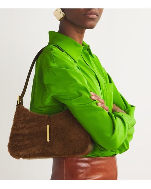DeMellier London Leather And Shearling Tokyo Shoulder Bag in Brown | Lyst
