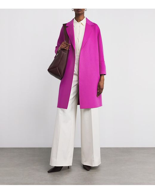 Max Mara Virgin Wool Arona Wrap Coat in Pink | Lyst