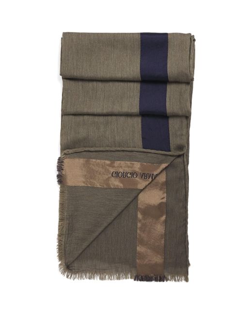 Giorgio Armani Logo Fringe Stole in Grey for Men | Lyst UK