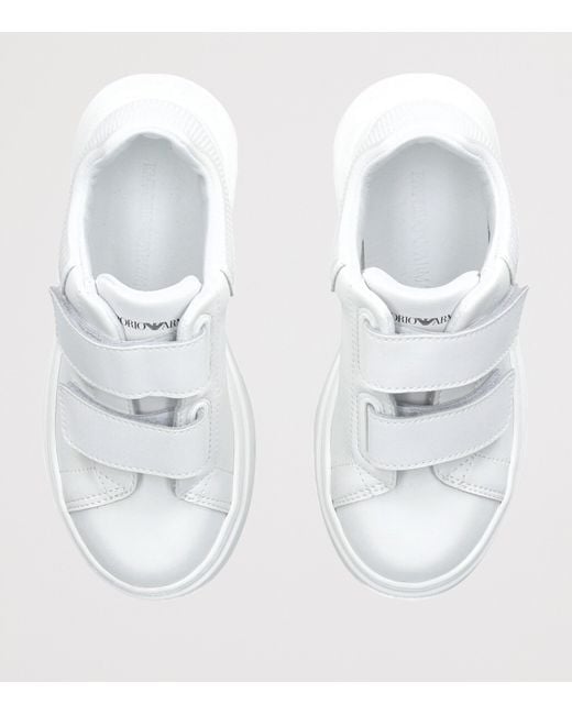 Giorgio Armani Leather Velcro Sneakers in White for Men | Lyst UK