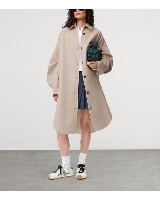 Loewe Wool-Cashmere Collared Coat in Natural | Lyst UK