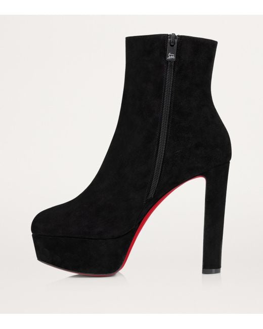 Christian Louboutin Loo Booty Suede Platform Boots 130 in Black | Lyst