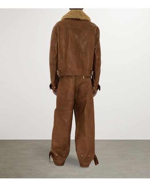 Burberry Leather Shearling Aviator Jacket in Brown for Men | Lyst
