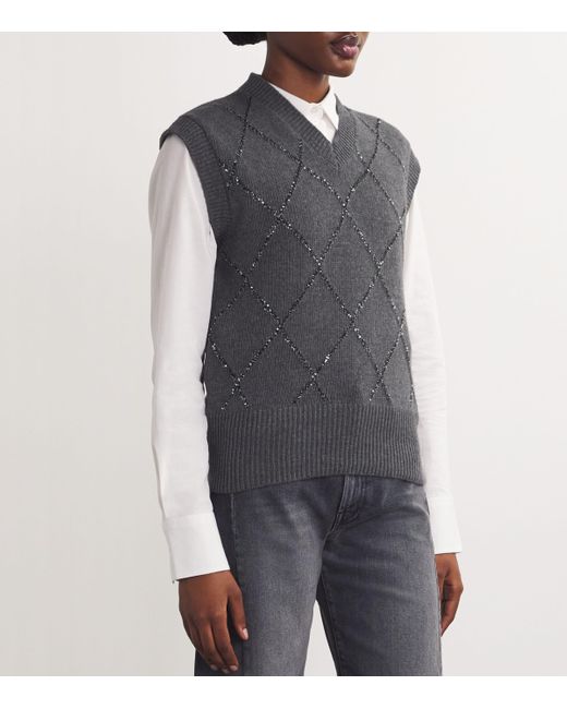 Maje Wool-Blend Embellished Sweater Vest in Gray | Lyst