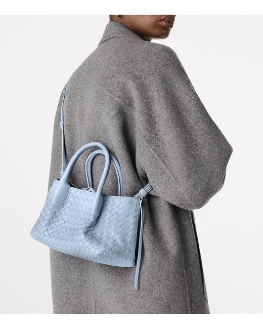 Bottega Veneta Small Leather Intrecciato Pinacoteca Tote Bag in Blue ...