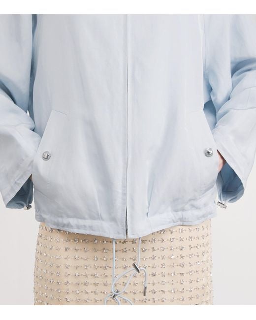 Sandro Embroidered Funnel-Neck Jacket in Blue | Lyst UK