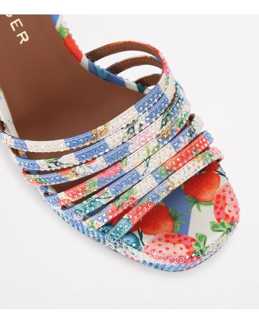 Kurt Geiger Satin Printed Pierra Platform Sandals in Blue | Lyst
