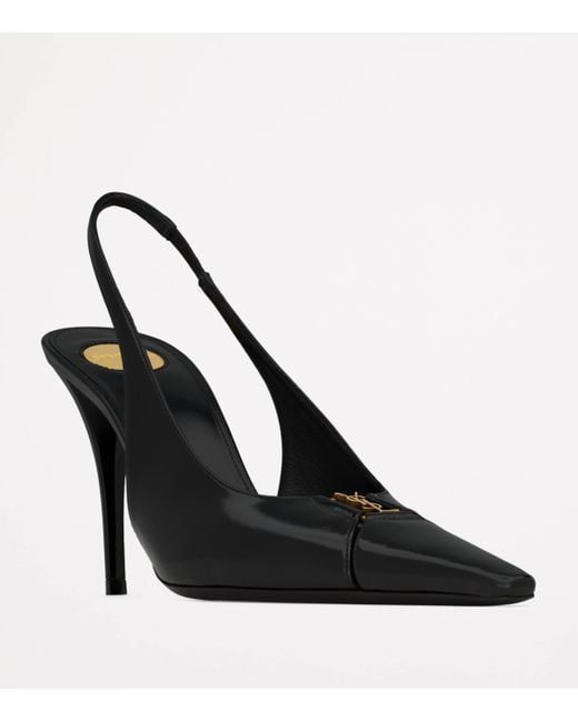 Saint Laurent Patent Leather Babylone Slingback Pumps 90 in Black | Lyst