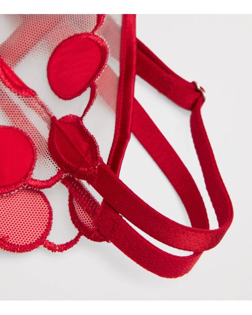 Fleur du Mal Silk-Trim Some Like It Dot Garter Belt in Red | Lyst