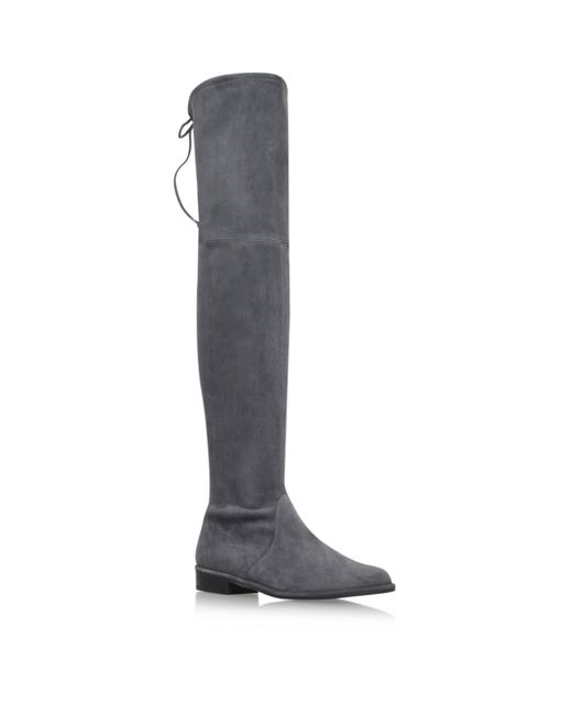 Stuart Weitzman Suede Lowland Thigh High Boots in Blue | Lyst UK