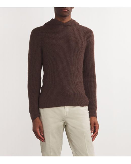 Ralph Lauren Ralph Lauren Label Cashmere-Silk Knitted Hoodie in Brown for Men | Lyst