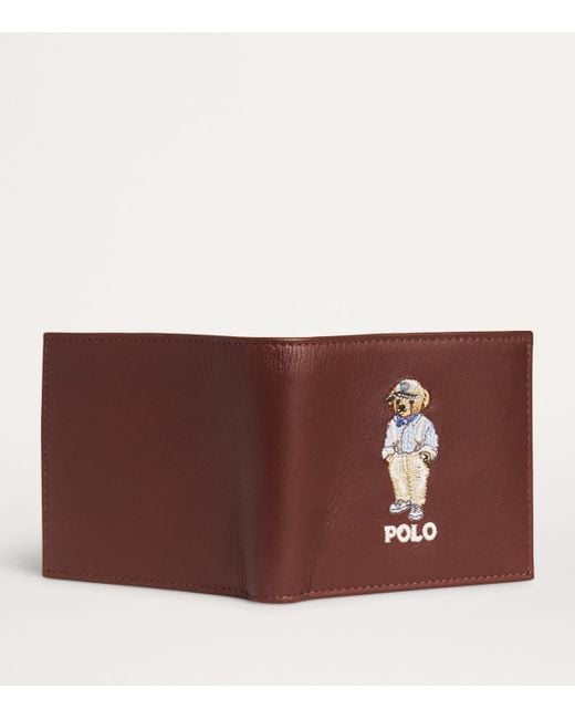 Polo Ralph Lauren Leather Polo Bear Bifold Wallet in Brown for Men | Lyst