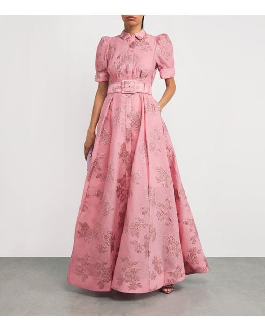Rebecca Vallance Belted Annette Button Gown in Pink | Lyst