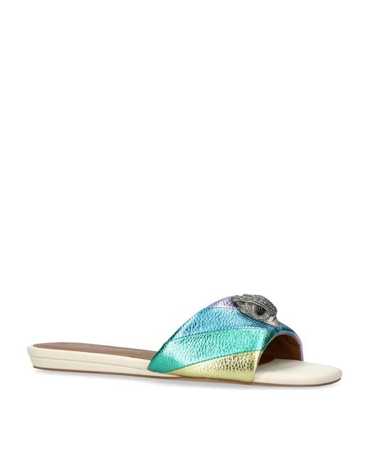 Kurt Geiger Kensington Flat Sandals In Green Lyst