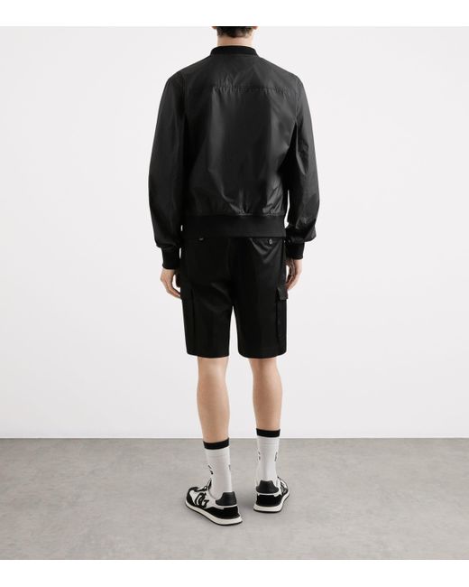 Dolce & Gabbana Padded Logo Tag Bomber Jacket in Black for Men | Lyst UK