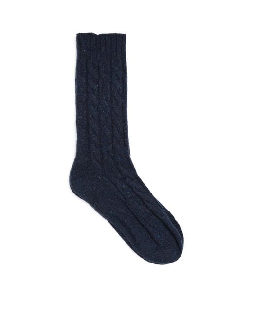 Johnstons of Elgin Donegal Cashmere Cable-Knit Socks in Blue for Men ...