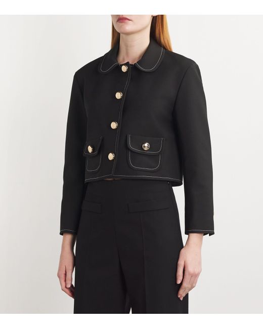 Sandro Twin-Pocket Cropped Jacket in Black | Lyst
