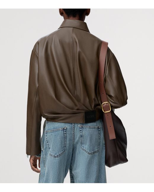 Loewe Calfskin Draped Bomber Jacket in Brown | Lyst UK
