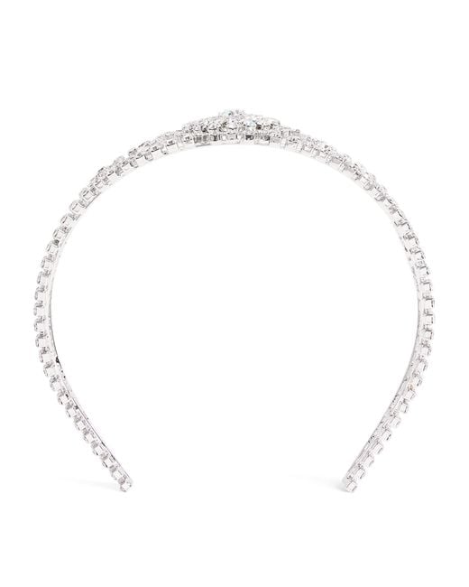 Jennifer Behr Crystal Clarabow Headband in White | Lyst UK