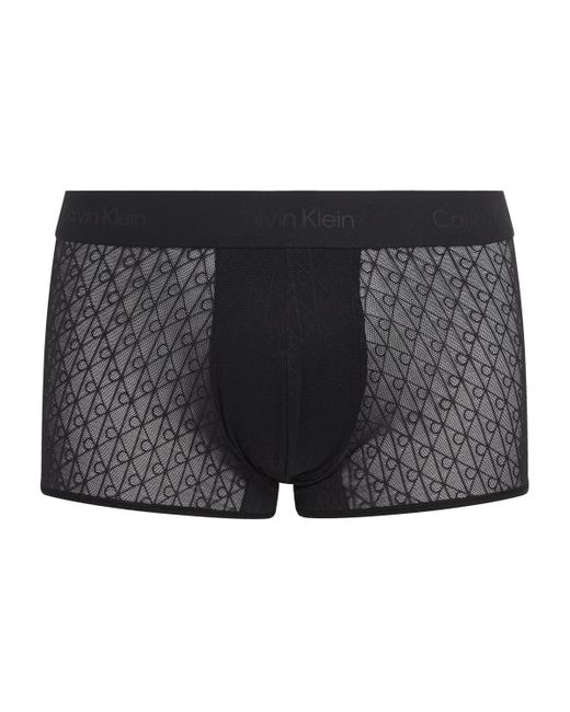 Calvin Klein Microfibre Lace Trunks in Black for Men | Lyst