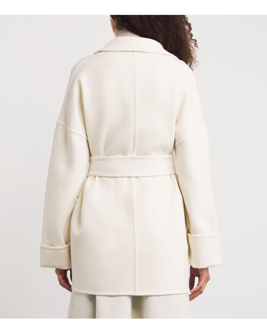 Eleventy Wool Reversible Wrap Coat in White | Lyst UK