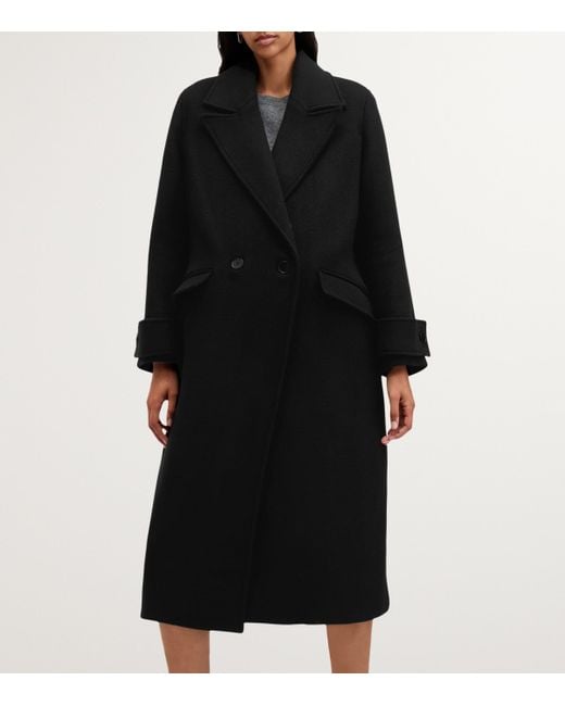 AllSaints Double-Breasted Mabel Coat in Black | Lyst
