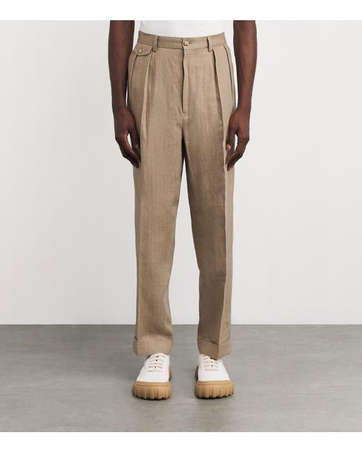 Polo Ralph Lauren Linen-Blend Herringbone Whitman Trousers in Natural ...