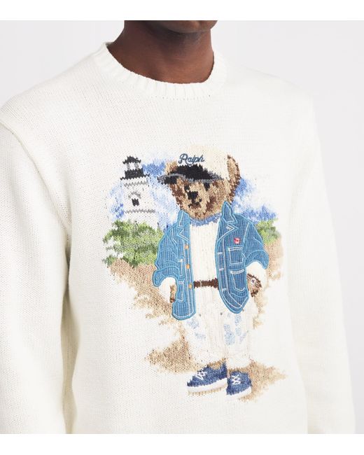 Polo Ralph Lauren Cotton Coastal Polo Bear Sweater in White for Men ...