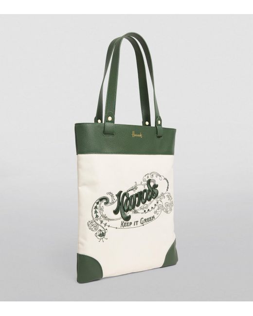 Harrods Embroidered Logo Tote Bag | Lyst