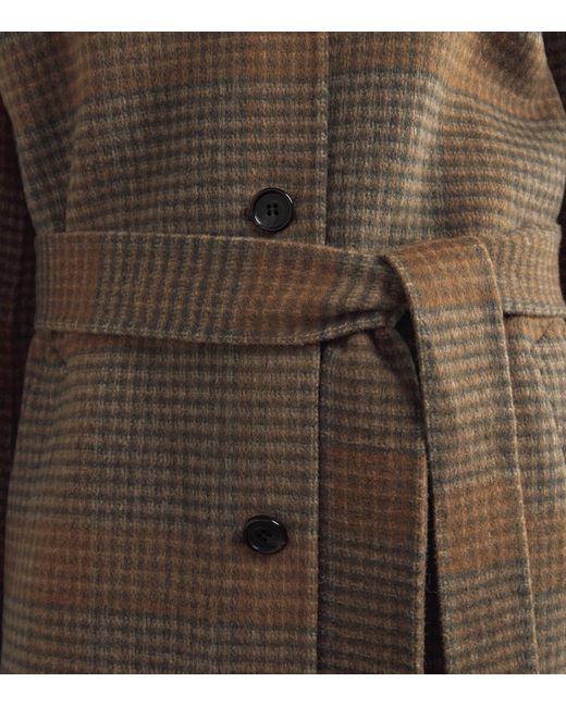 Theory Wool-Cashmere Check Overcoat in Brown | Lyst