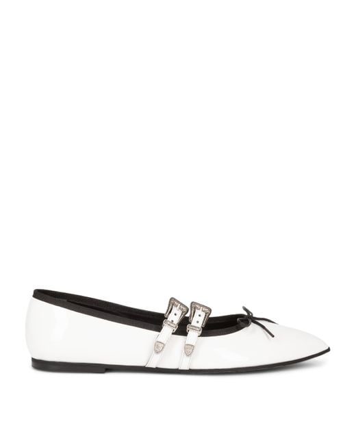 The Kooples Leather Ballet Flats in White | Lyst