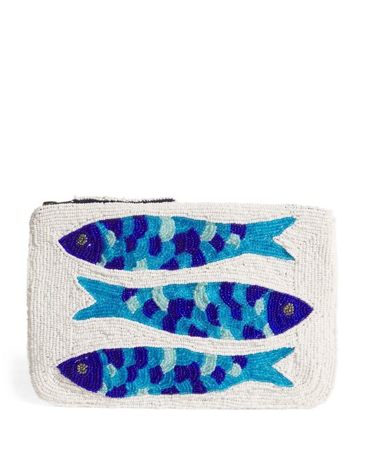 The Jacksons Beaded Fish Clutch Bag in Blue | Lyst