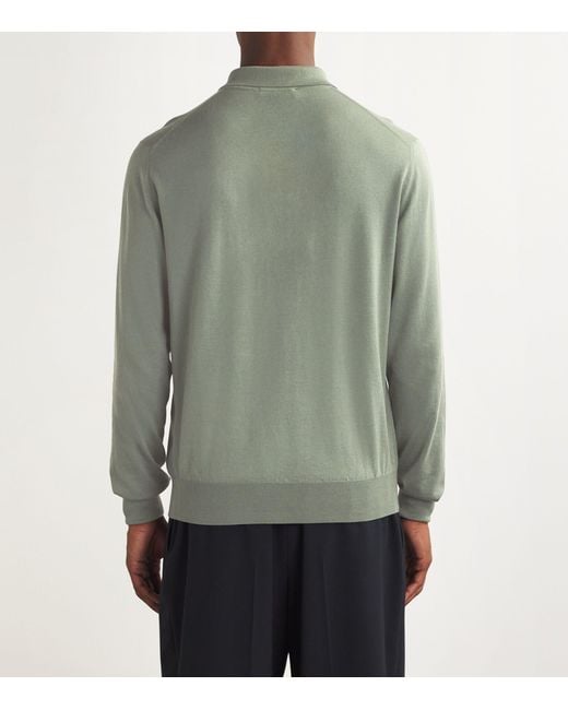 FIORONI CASHMERE Cotton-Cashmere Polo Sweater in Green for Men | Lyst